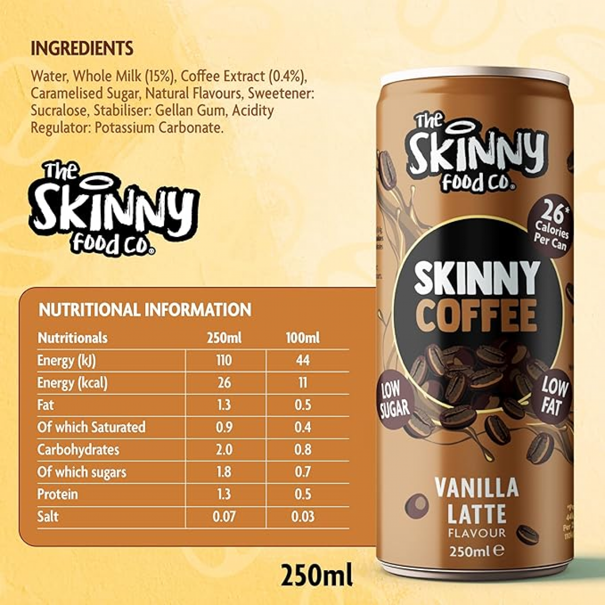 Vanilla Latte Low Calorie Coffee Skinny Food Co
