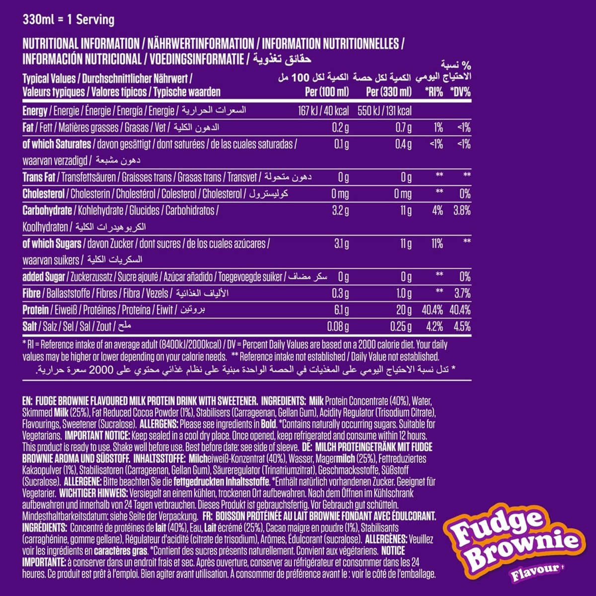 Applied Nutrition High Protein Shake Fudge Brownie Flavor - 330 ml